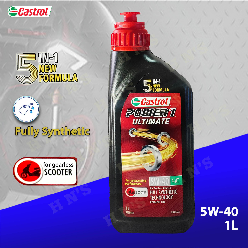 Castrol POWER1 Ultimate 4T Scooter 5W-40 Motor Oil 1L Fully Synthetic JASO MAB | Shopee Philippines