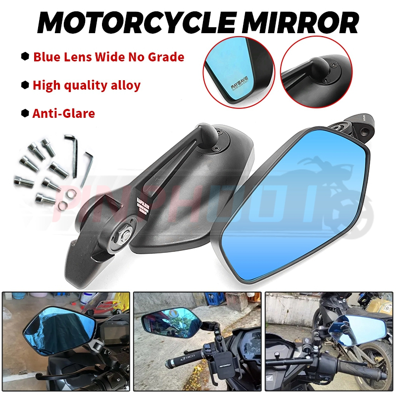 Street King Motorcycle Side Mirror Full Adjustable Universal Blue Lens ...