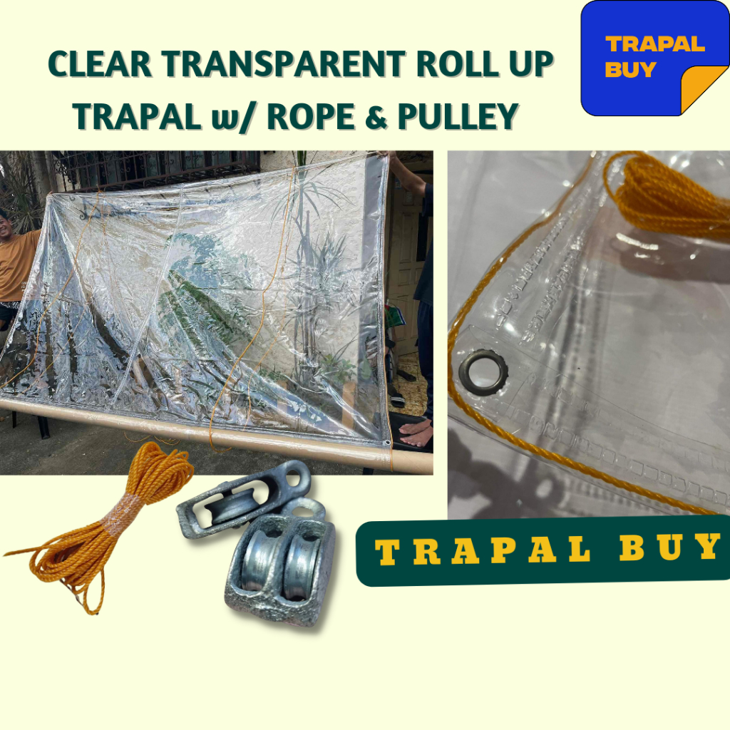 8FT X 12 TRANSPARENT ROLL UP TRAPAL LONA TARPS TARPAULINS - AWNINGS ...