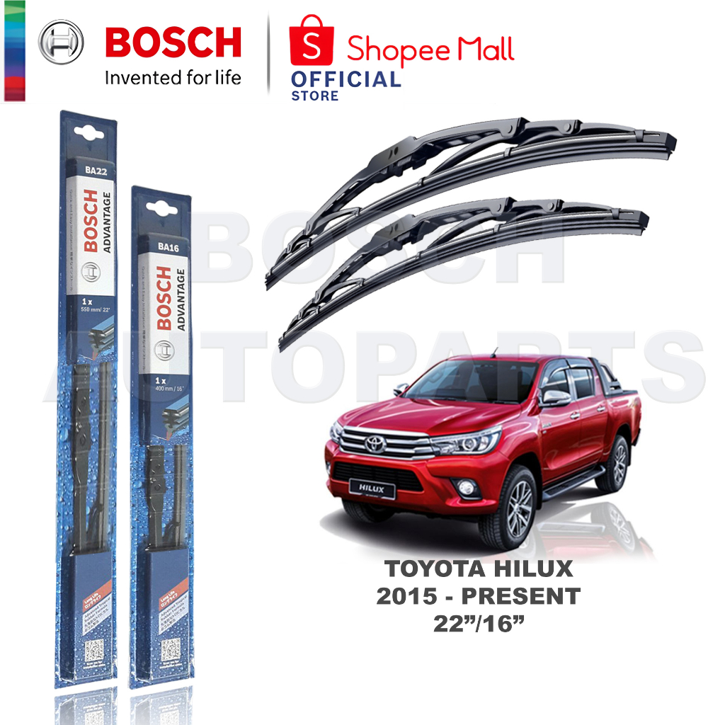 Bosch Advantage Wiper Blade Set For Toyota Hilux 2015-Present (22"/16") | Shopee Philippines