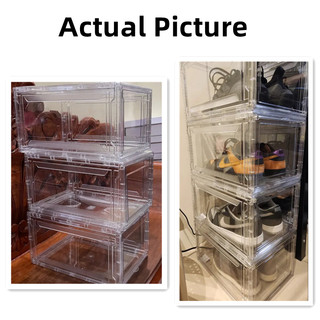 Acrylic Shoe Box Transparent Magnetic Shoe Box Front Open Shoe Box ...