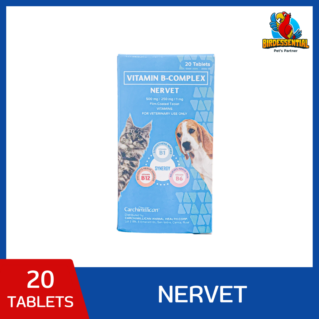 Carchimillican Nervet Vitamin B-Complex for Dogs and Cats (20 Tablets ...