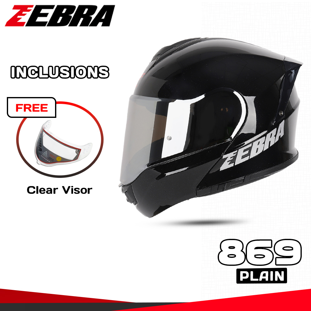 ZEBRA 869 Plain Motorcycle Open Face Modular Helmet Dual Visor | Shopee ...