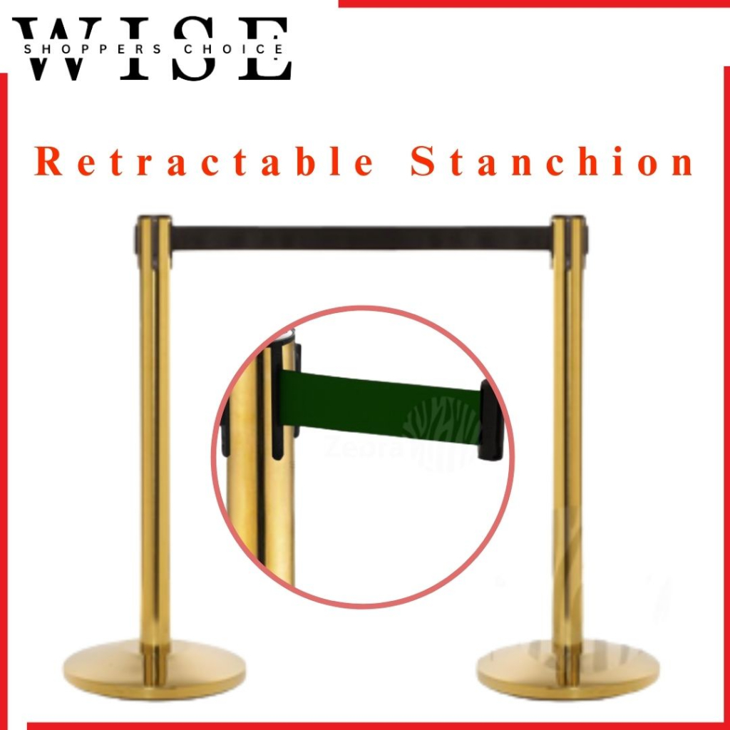 1 set (2pcs) Of Retractable Stanchion Post Crowd Control Barrier With ...