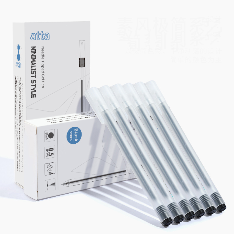 (atta)GEL PEN 12pcs/Box Gel Pen 0.5mm Sign Pen Black Ink Stationery ...