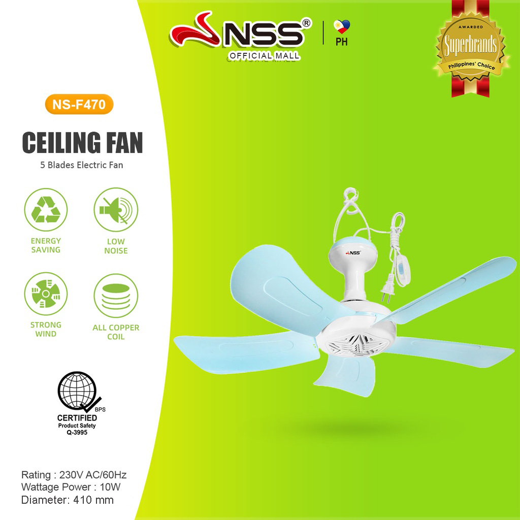 NSS Ceiling Fan 5 Blades Portable fan Desk Fan Home Electric Fan ...