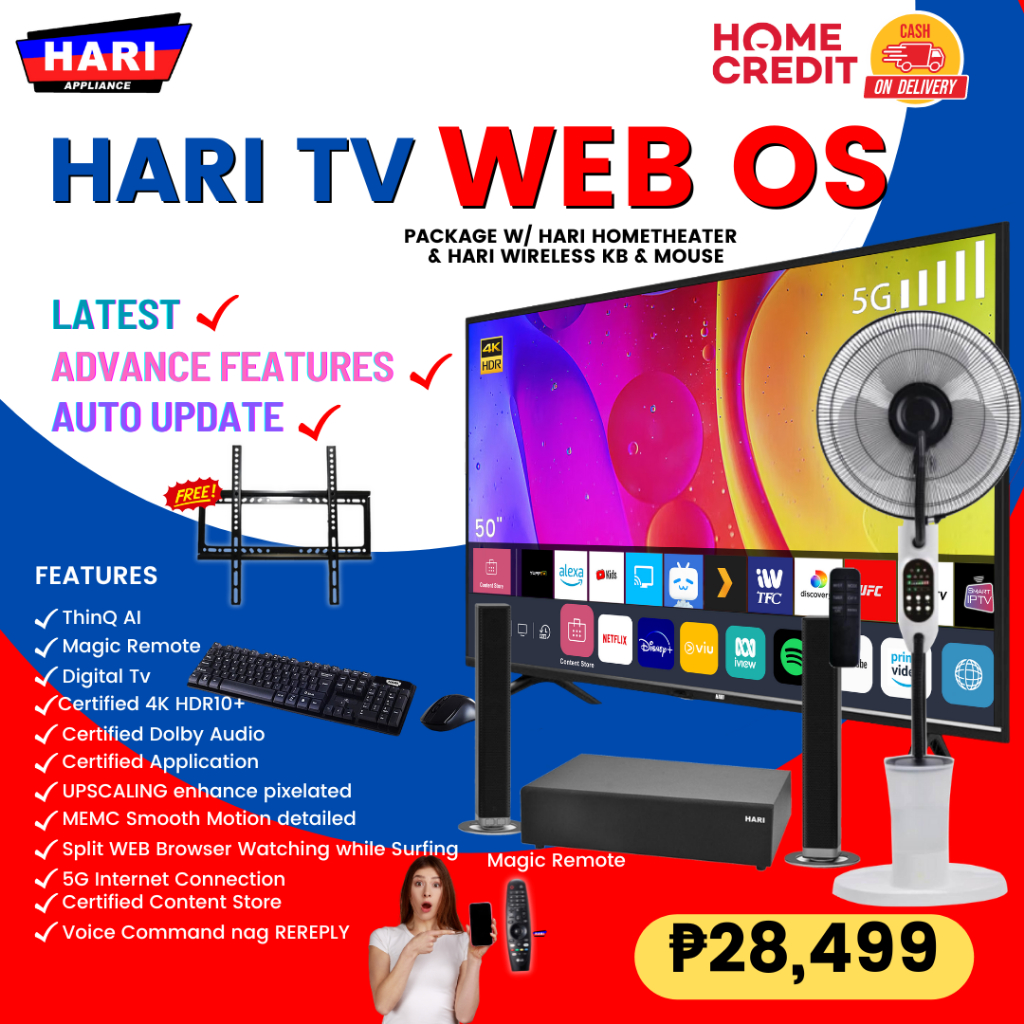 HARI TV 50inch WebOS ThinQ AI W/ HARI Home Theater & HARI Wireless ...