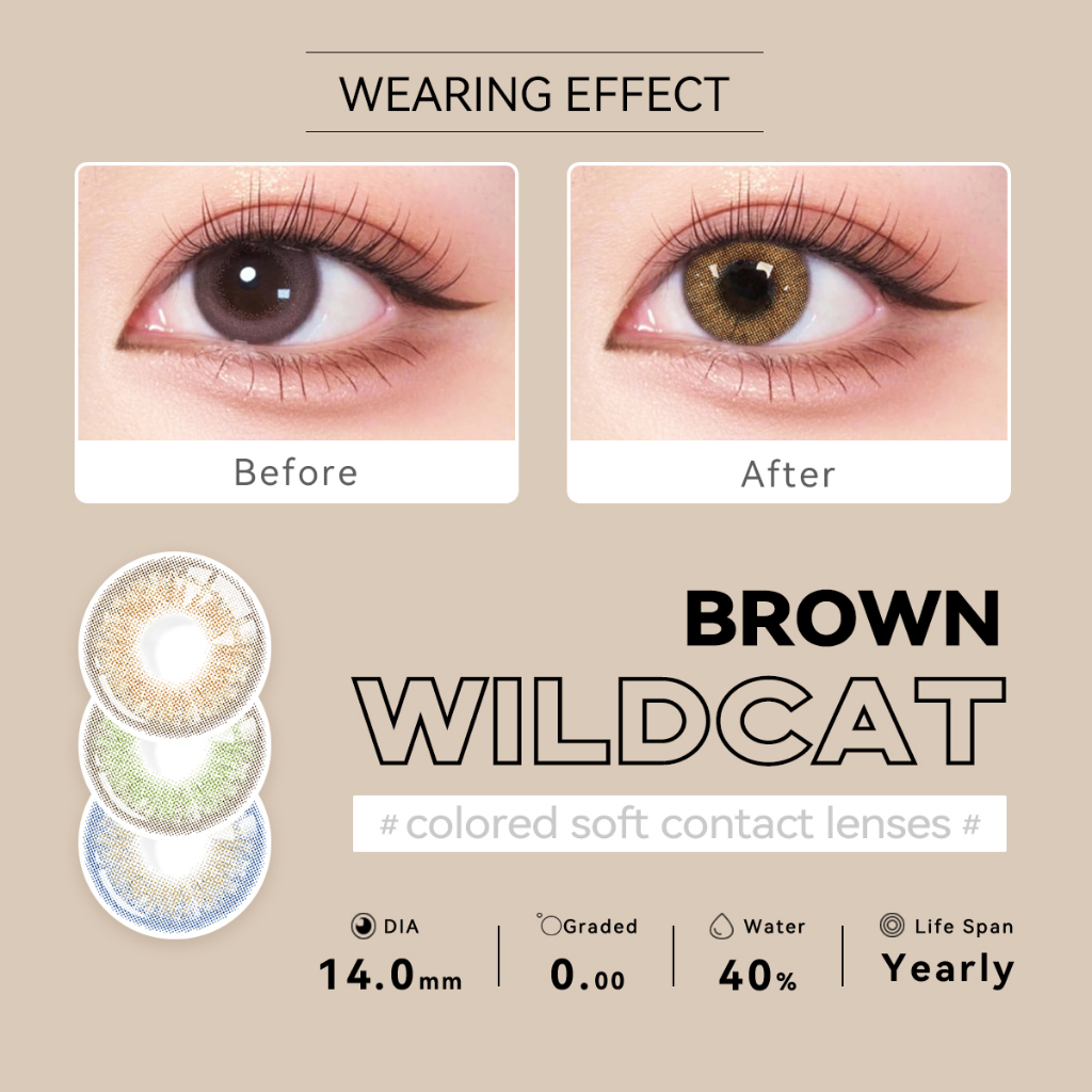 Midroo 1Pair Wildcat Series Soft Eye Contact Lens Grade 0.00 with dia ...