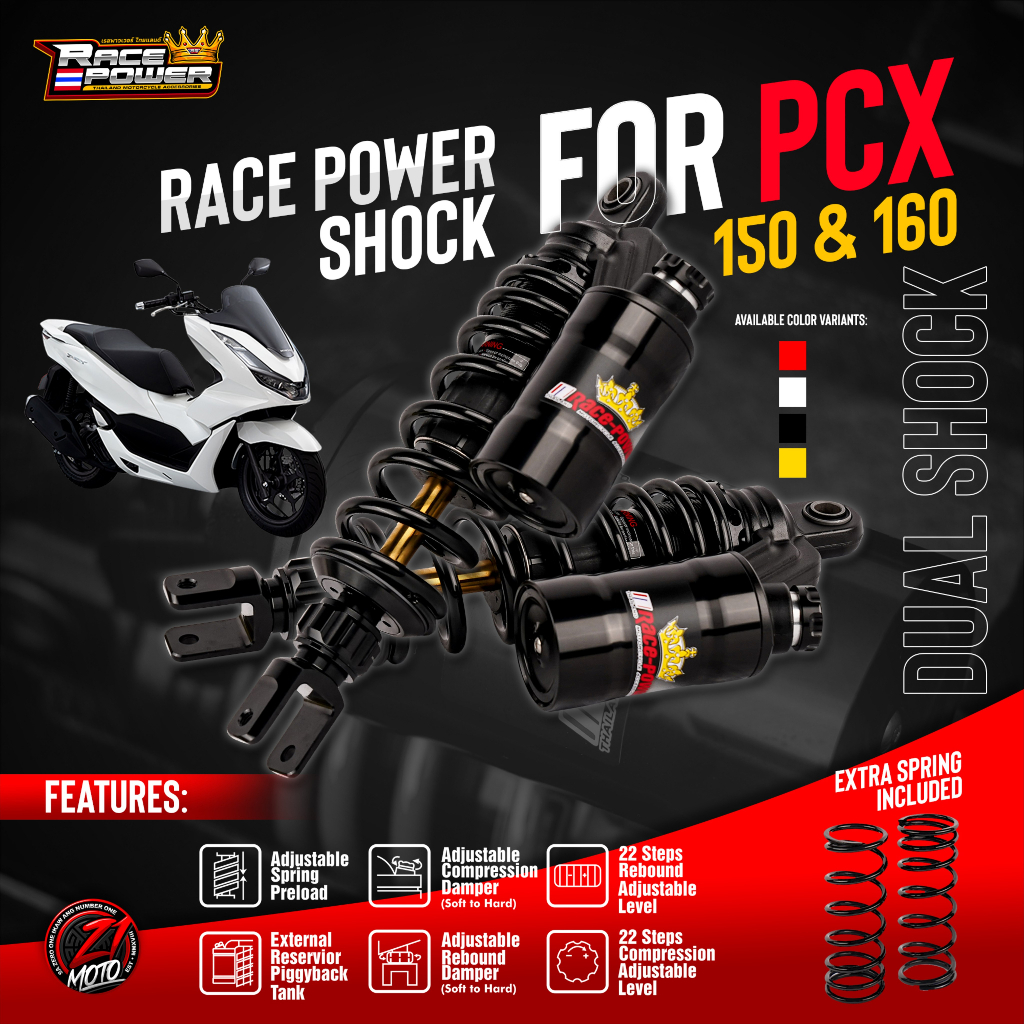 Z1 Moto Race Power Rear Suspension Dual Shocks 365MM Fit For | PCX 150/ ...