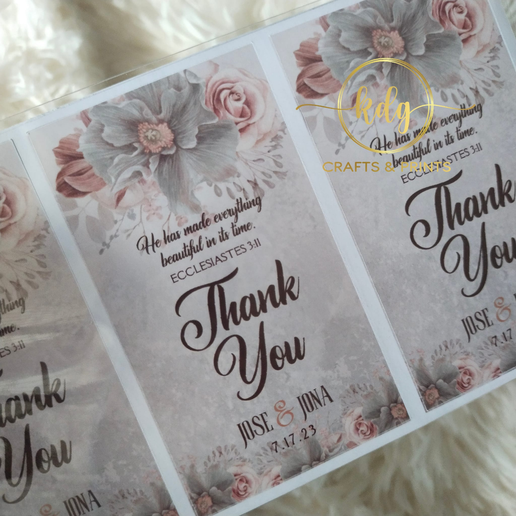 7 pcs - THANK YOU GIFT STICKERS FOR WEDDING - PORTRAIT (Rectangle ...