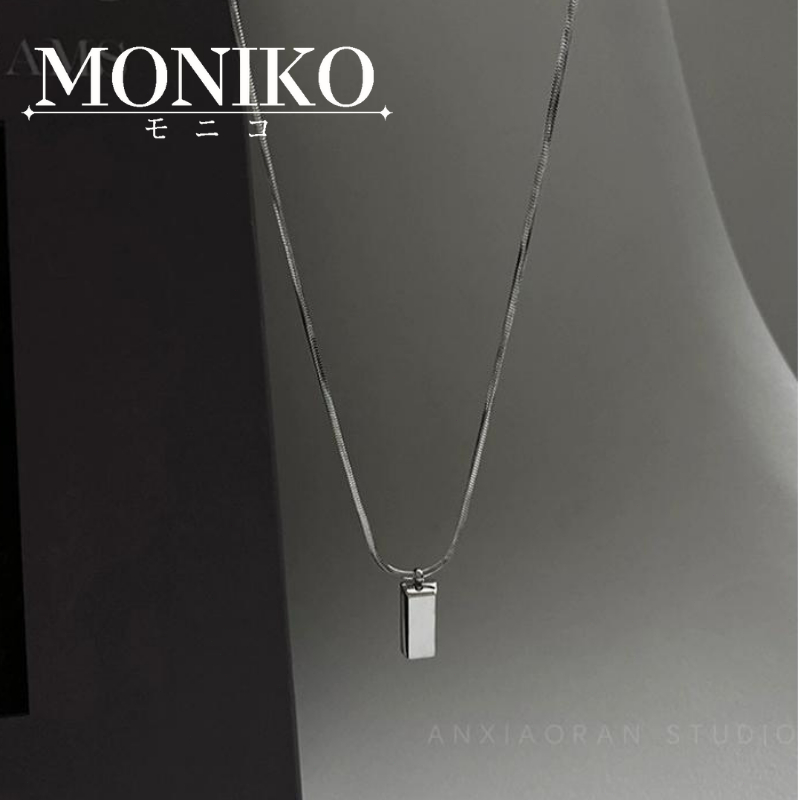 MONIKO Original Design Silver Small Cylinder Titanium Steel Necklace ...