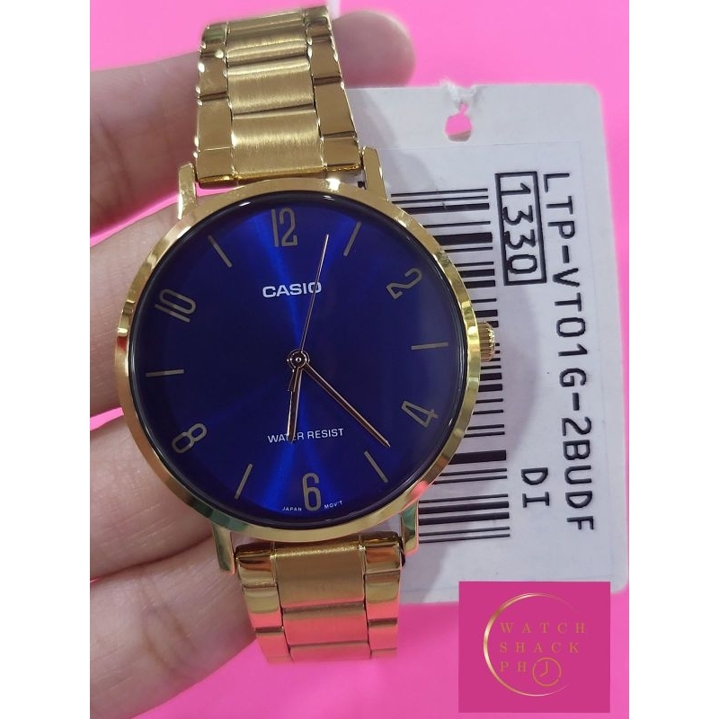 CASIO LADIES GOLD LTPVT01G2B / LTP VT01 BLUE FACE | Shopee Philippines