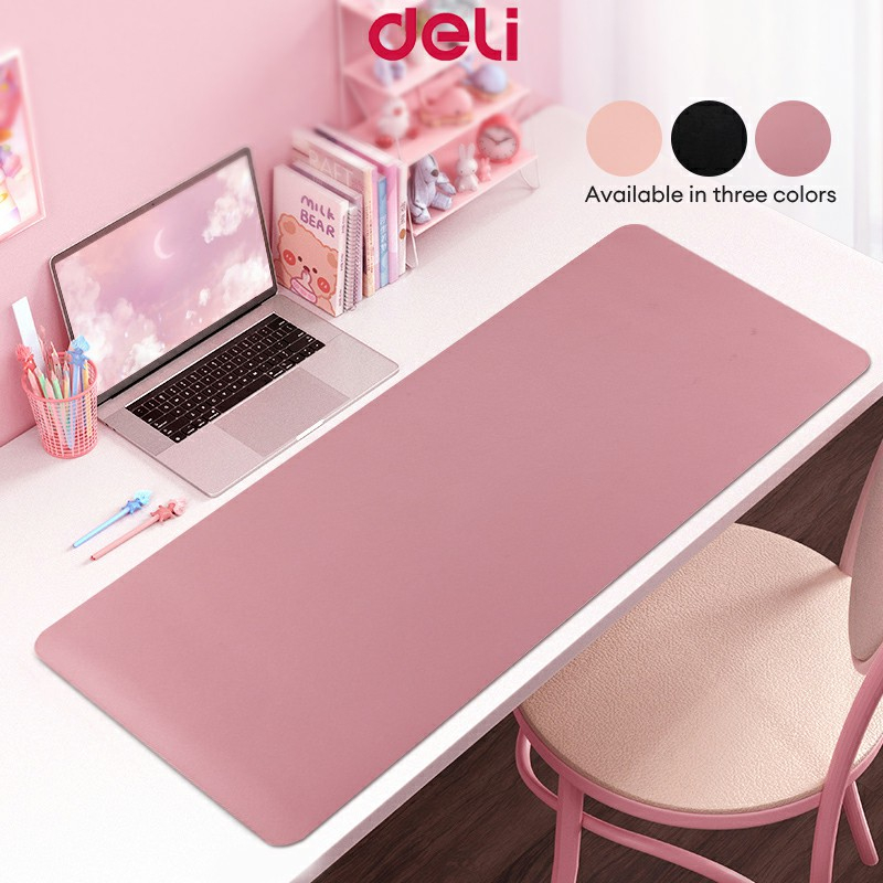Deli Mouse Pad Large Double Sided Keyboard PU Leather Cute Mouse Pads ...