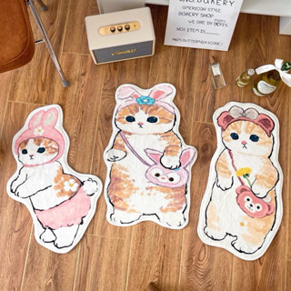 Soft cute cartoon cat floor mat non-slip imitation cashmere carpet ...