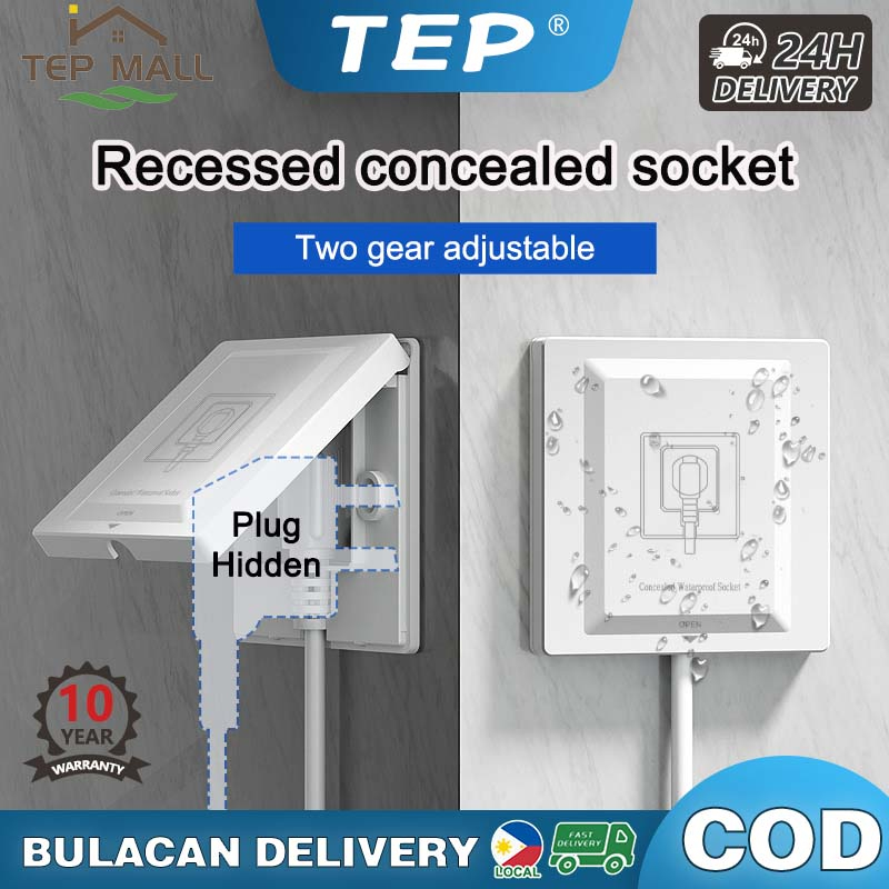 TEP Wall Hidden Socket Waterproof Outlet IP66 86 Type Concealed ...