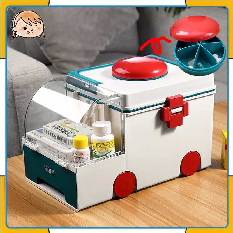 Ambulance appearance Storage Box 2 Layers Large Capacity Portable Home ...