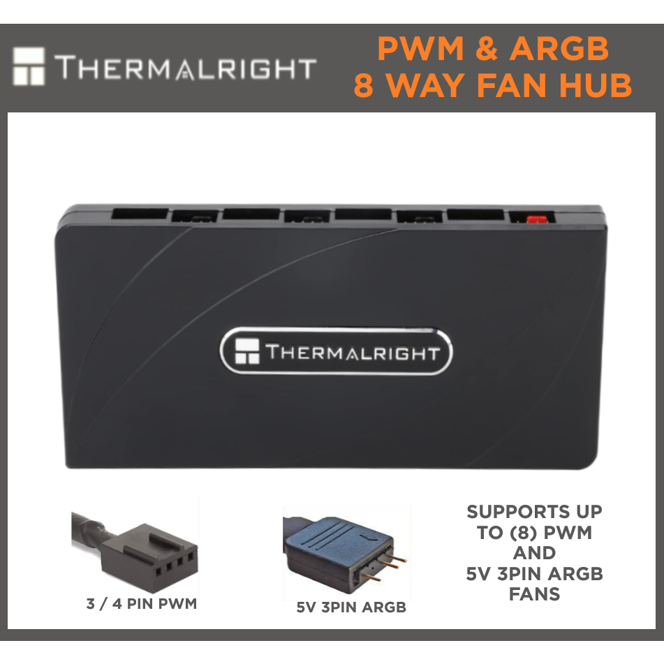 Thermalright PWM and ARGB Fan HUB Controller. Up to 8 Groups of Fans, 8 ...