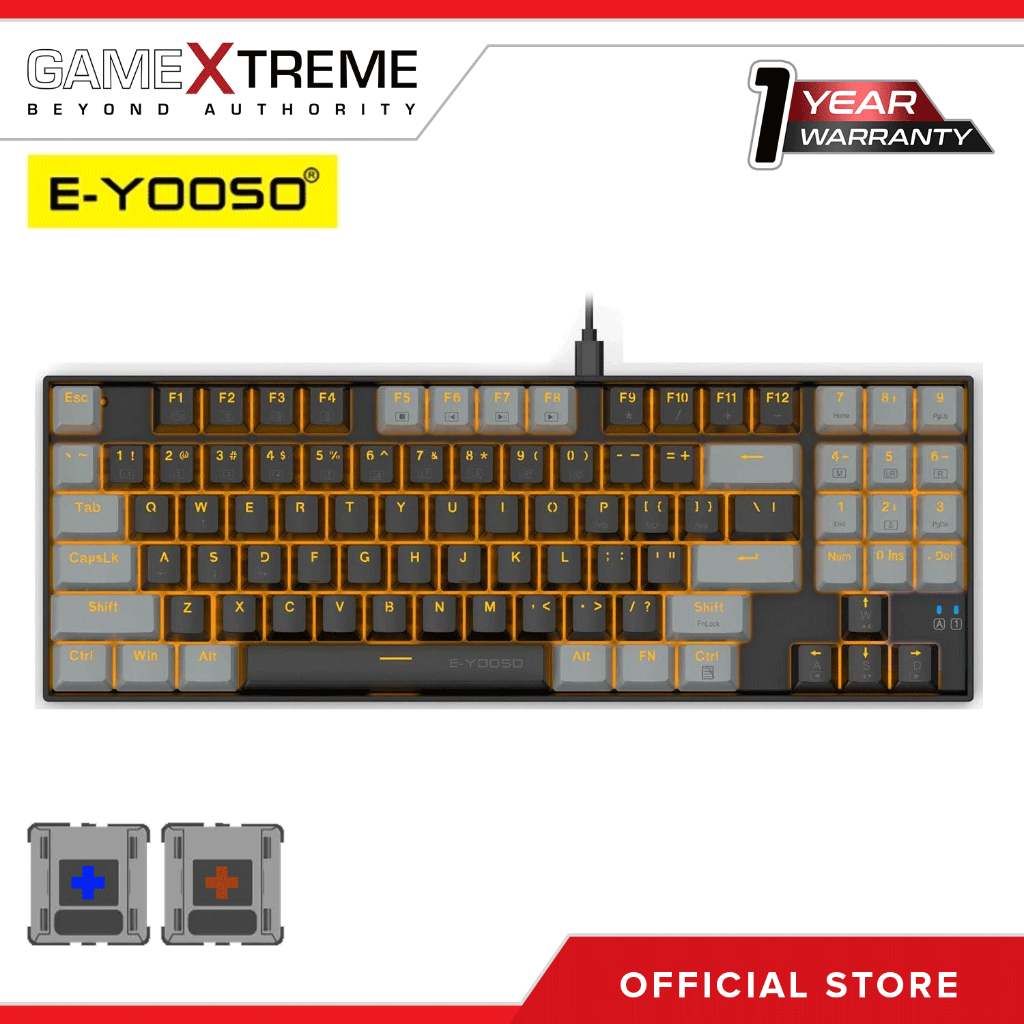E-Yooso Z 13 89 Keys Single Light Mechanical Gaming Keyboard Black Grey ...