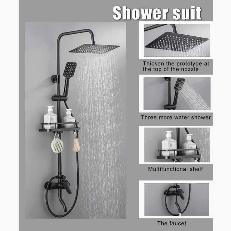 TQTQ Shower set 304 stainless steel bathroom shower 4 in1 square rain ...