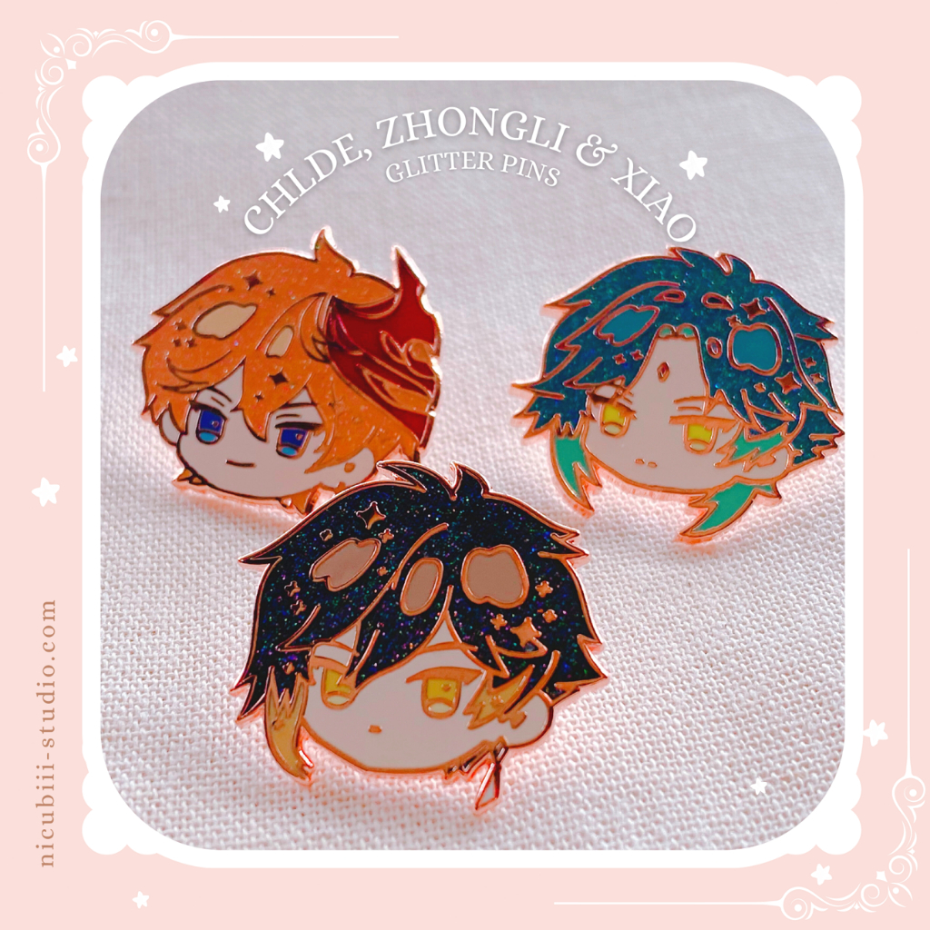 Genshin Impact Chibi Pins: Zhongli Childe Xiao | Shopee Philippines