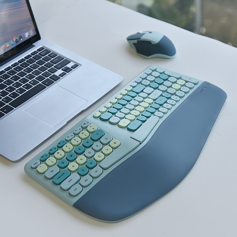 Mofii Nomi Ergonomics Wireless Keyboard And Mouse Combo With Leather Wrist Rest Plug And Play