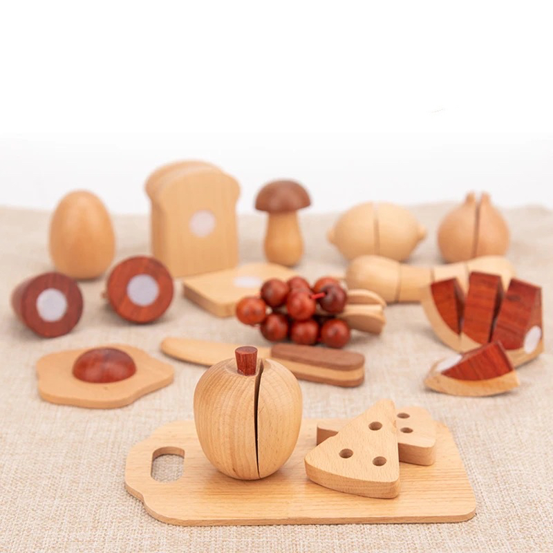 Jett Montessori Wooden Kitchen Chopping Food Pretend Play Set | Shopee ...