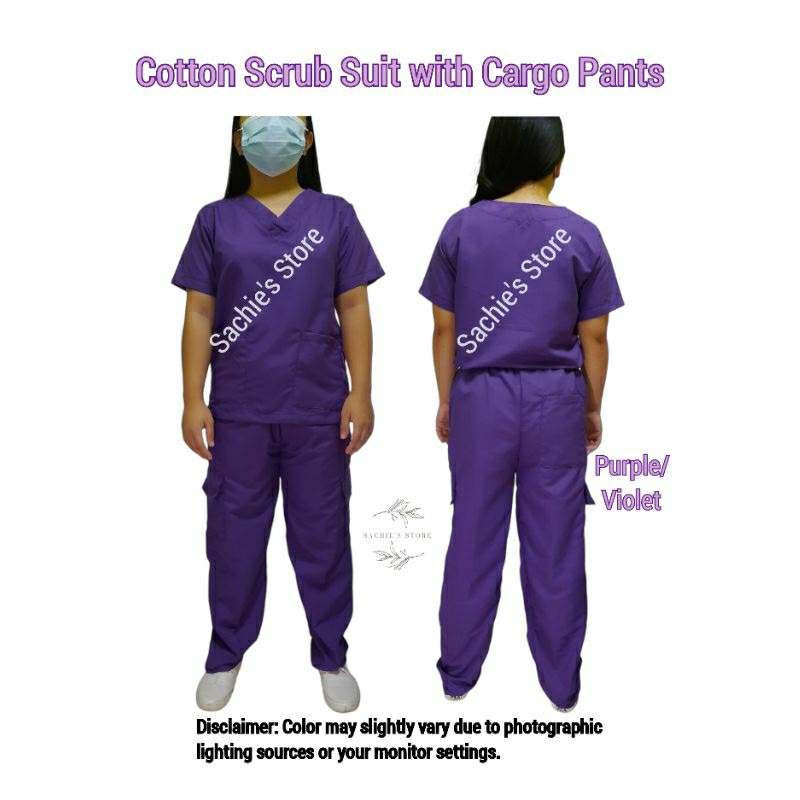 [Medical Uniform Unisex] Purple/Violet Scrub Suit VNeck with Cargo ...