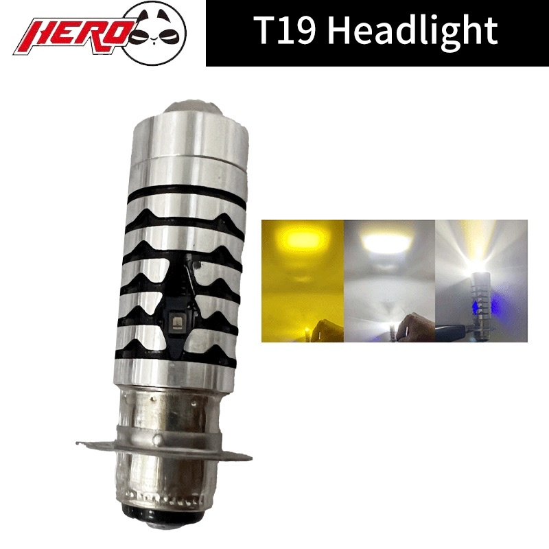 Motorcycle T19 / H4 LED Headlight Bulb W/Parklight Universal High and Low White+Yellow | Shopee ...