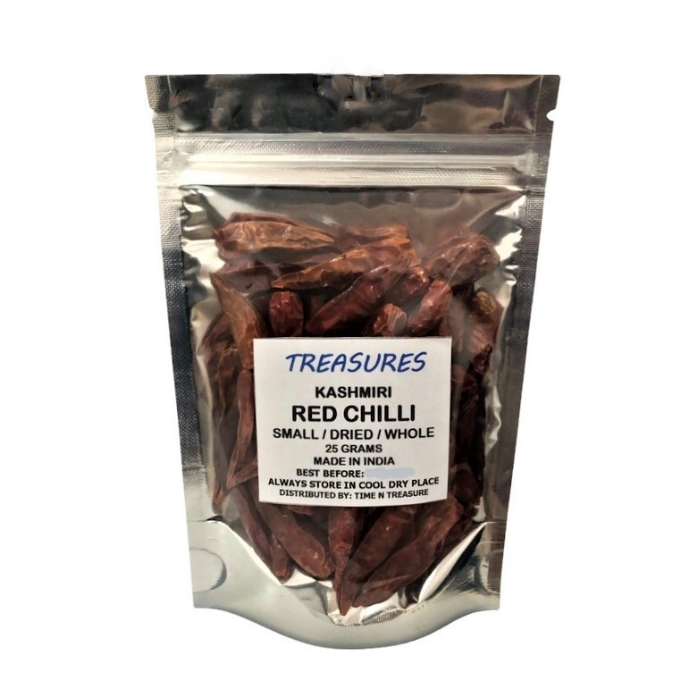 Treasures Kashmiri Red Chilli - Small - Dried - Whole Red Peppers - 100 ...
