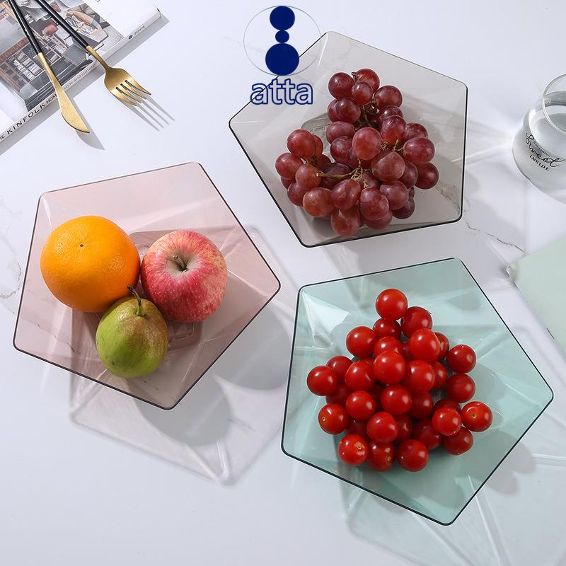 atta Plastic Fruit Bowl Clear Food Plate Pentagonal Tableware Fruit ...