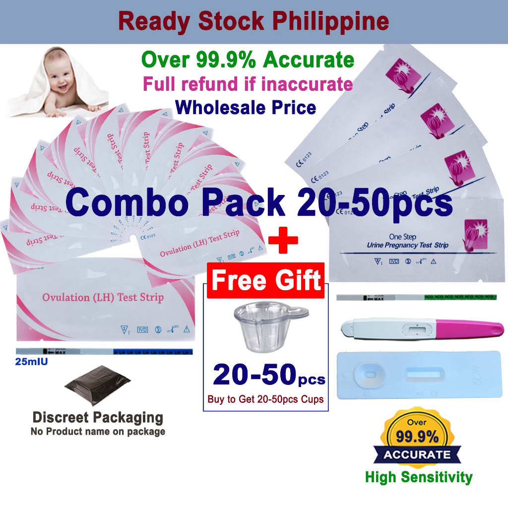 20-50pcs Ovulation test Strip LH & Pregnancy Box Pen + Free Urine Cups ...