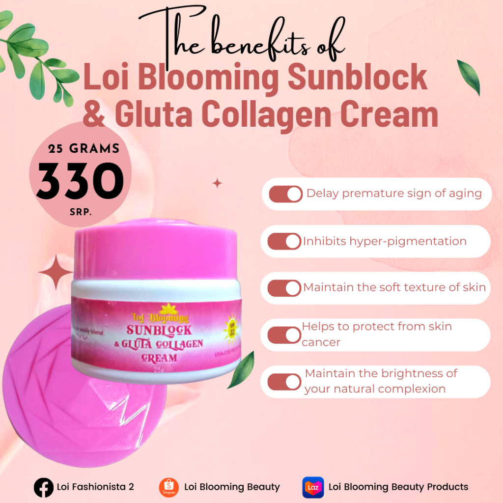 Loi Blooming Sunblock 50g with collagen NEW PACKAGING | Shopee Philippines