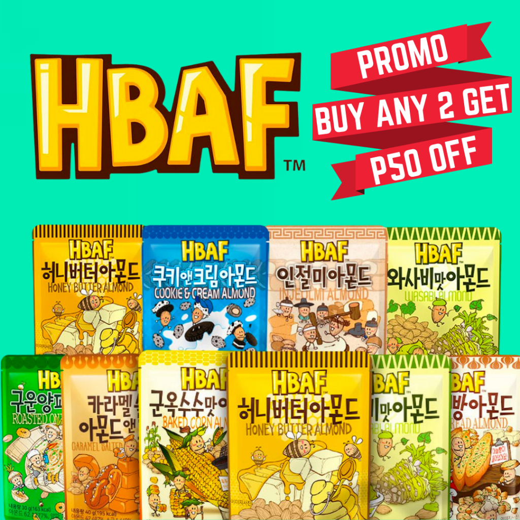 Korea HBAF Flavored Almond Snacks Honey Tteokbokki Cookies & Cream Injeolmi Carrot Cake Tom's ...