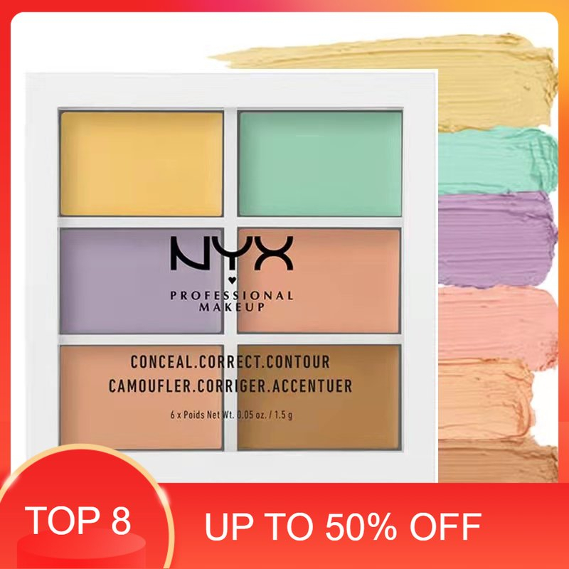 NYX Six-Color Concealer Palette 6-Color Repairing Covering Spots Dark ...