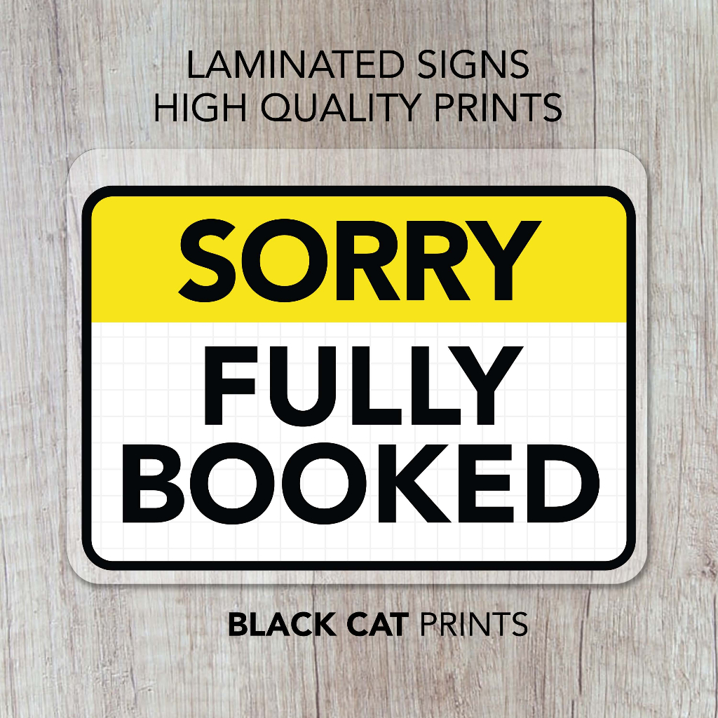 Fully Booked Sign / Laminated Signage / Sign Board | Shopee Philippines