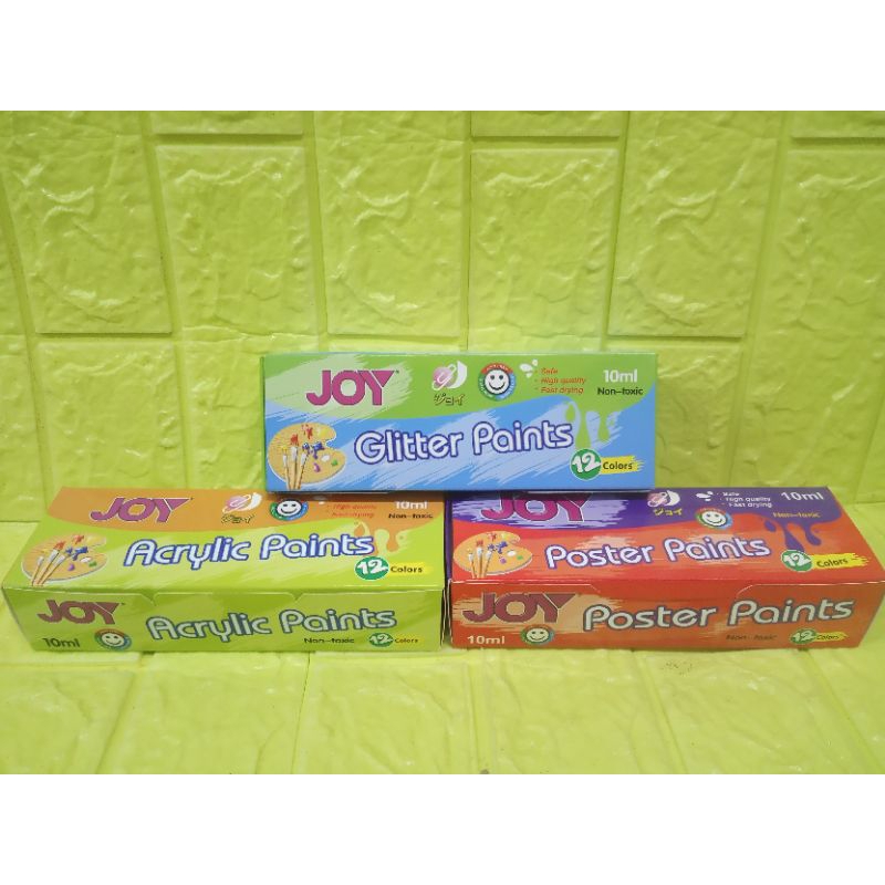 Joy acrylic paint / poster paint/ glitter paint 12 colors * 10ml w ...
