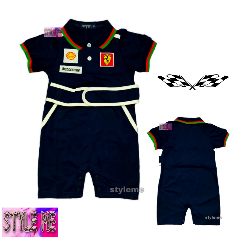 Dark Navy Blue Ferrari Car Racing Costume Overall for Baby | Shopee ...