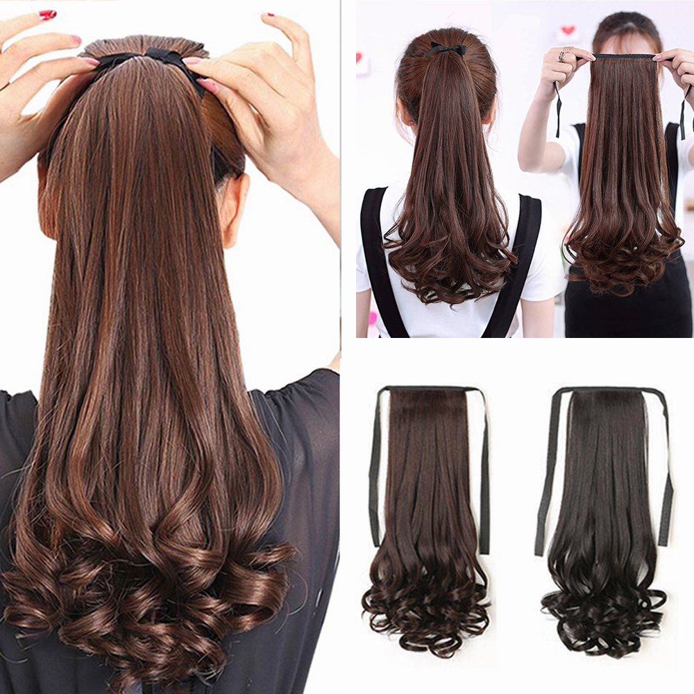 YOUJ 58CM Wig Ponytail Women's Pear Flower Long Curly Big Wave Bandage ...