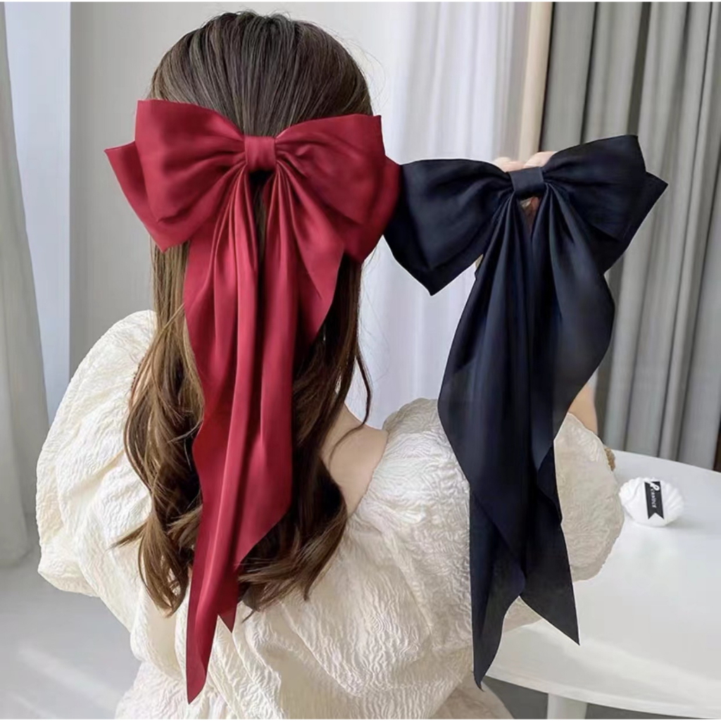 Ur Style Trendy Korean Women Fashion Hair Clip long Ribbon | Shopee ...