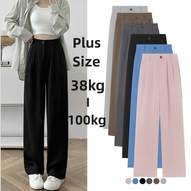 Lenbach Plus Size Waist 21-46 Women's Straight High Waist Suit Pants ...