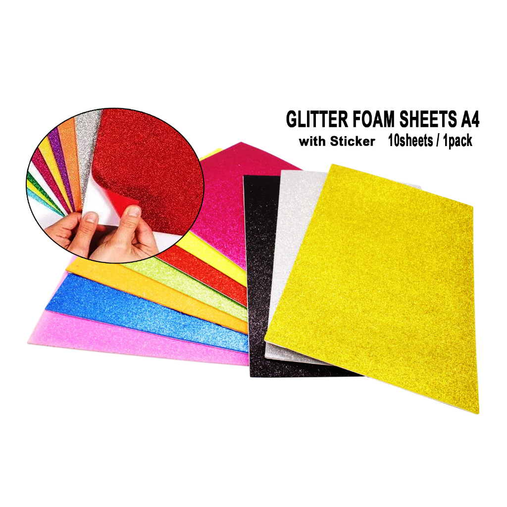 Plain Foam Sheets with Sticker assorted color A4 size 10sheets / 1pack | Shopee Philippines