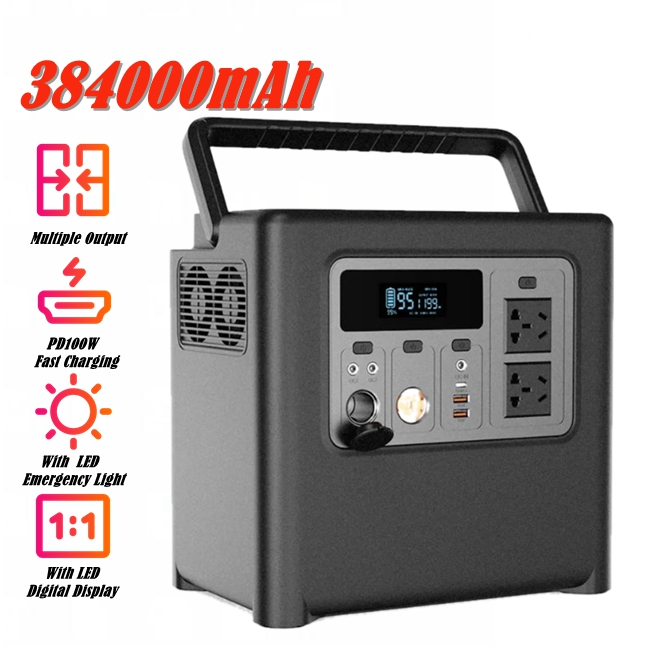 En1200q 384000mAh Ac1200w Quick Charge Pure Sine Wave Portable ...