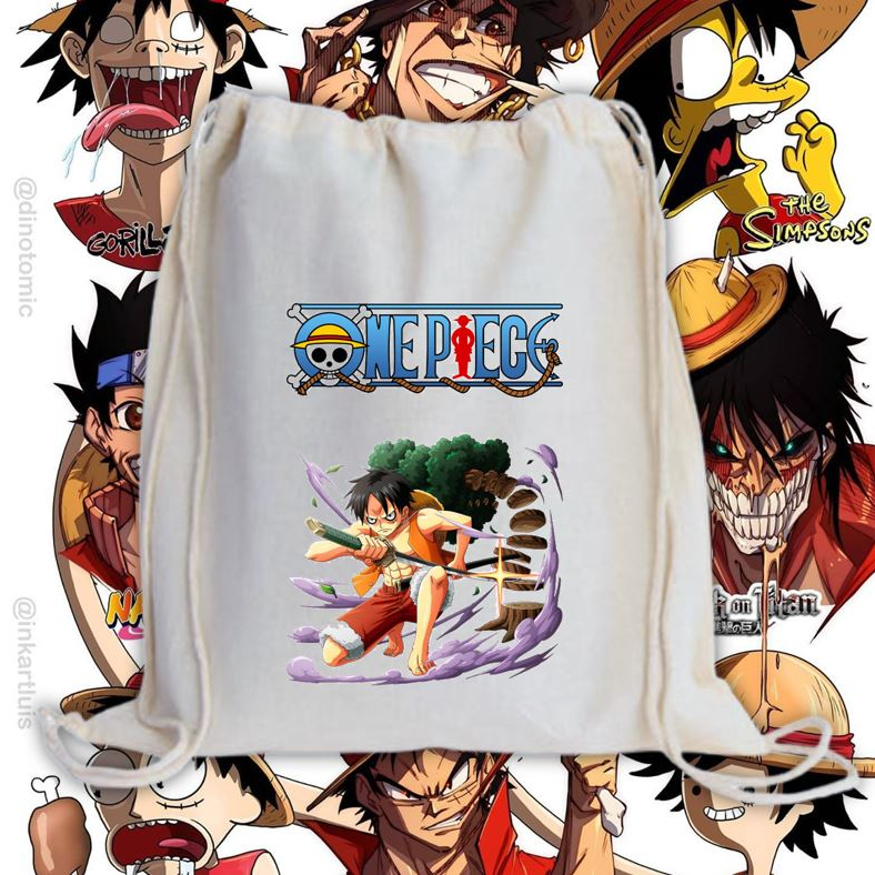LUFFY ONE PIECE 4 DRAWSTRING BAG / GRAPHIC PRINTED CANVAS BAG / 13X15 ...