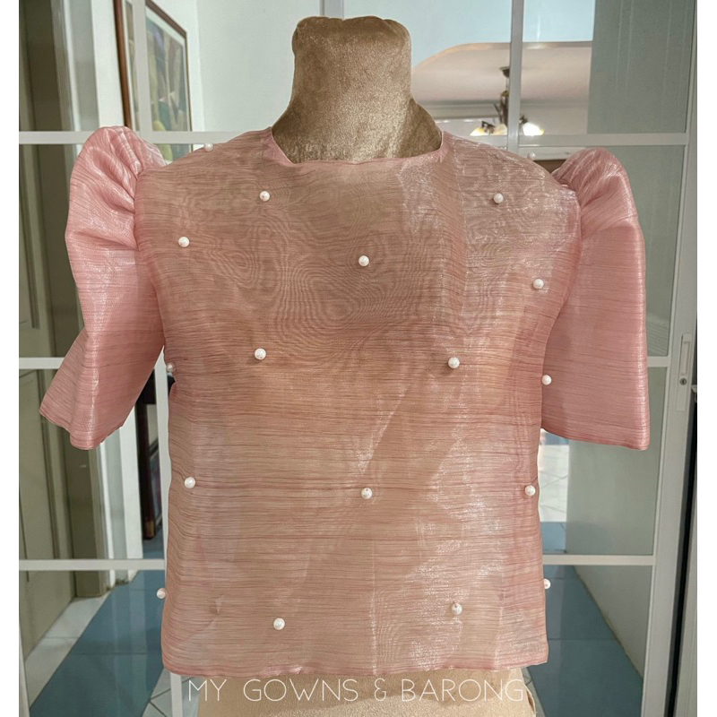 Kimona top with pearls (traditional filipiniana) | Shopee Philippines
