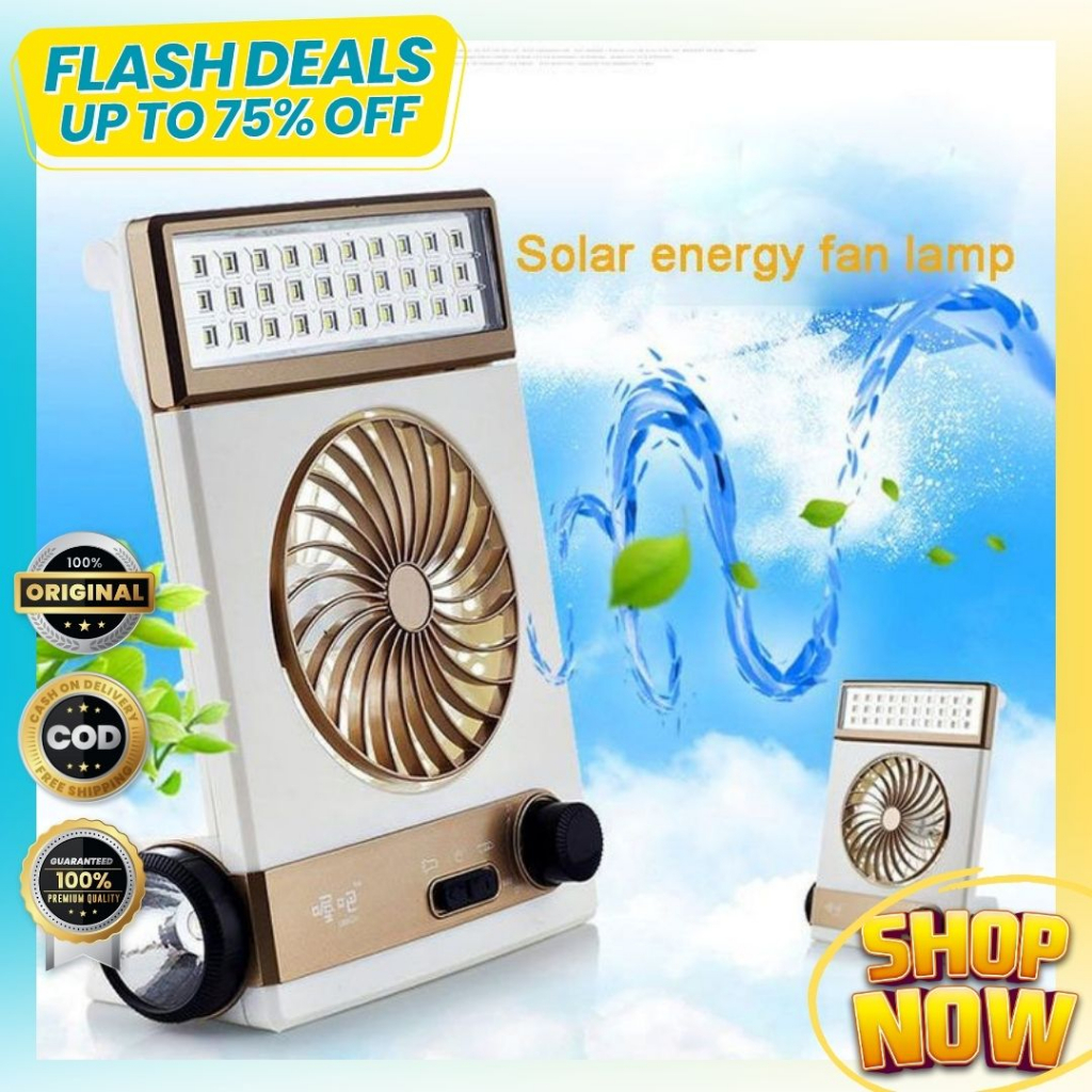 Original Solar Power Mini Fan with Led Table Lamp & Led Flashlight Mini ...