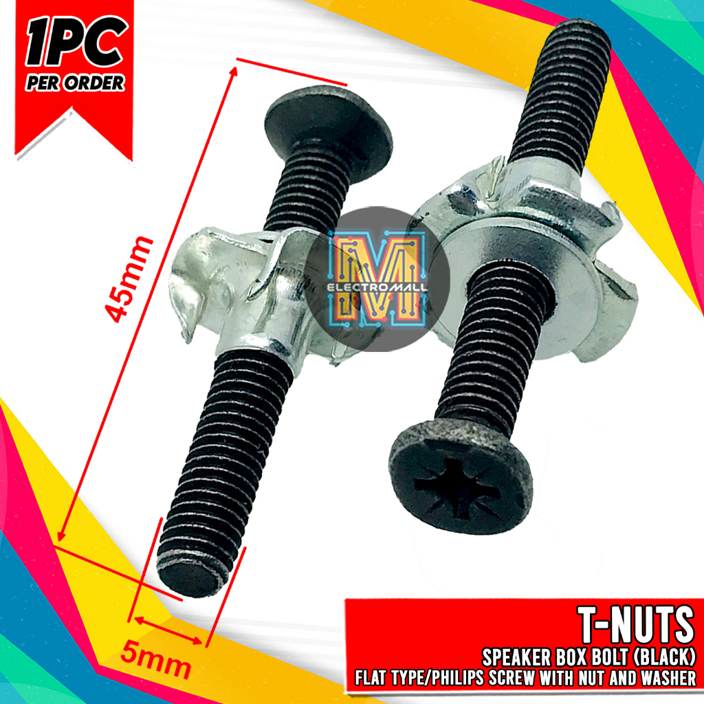 T-NUTS TNuts TNUT Flat Type Speaker Box Bolt with T Nut and Washer ...