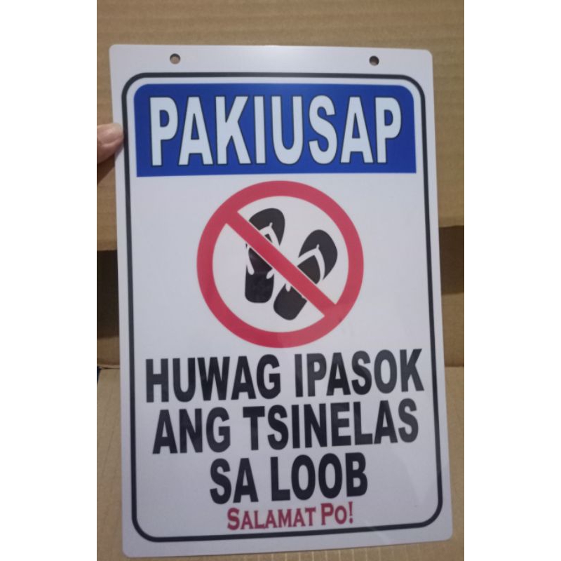 Huwag Ipasok ang tsinelas sa loob Signage A4 Size PVC (Plastic ...