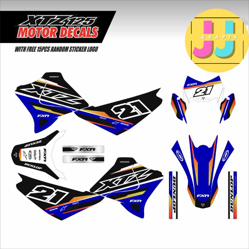 (New) Yamaha XTZ 125 Full Body Sticker Decals - 15 pcs free stickers ...