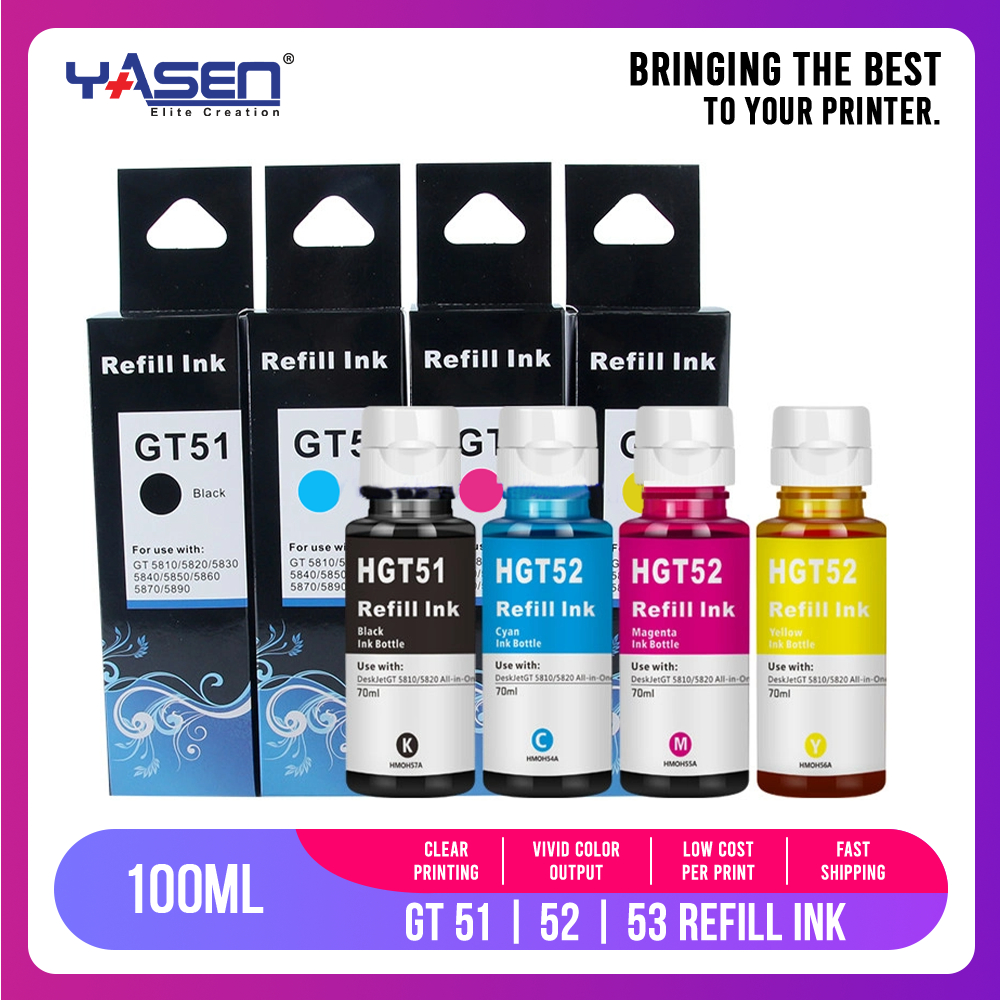 GT51 GT52 Premium Refill Ink Compatible For HP Deskjet GT5810 Series HP ...