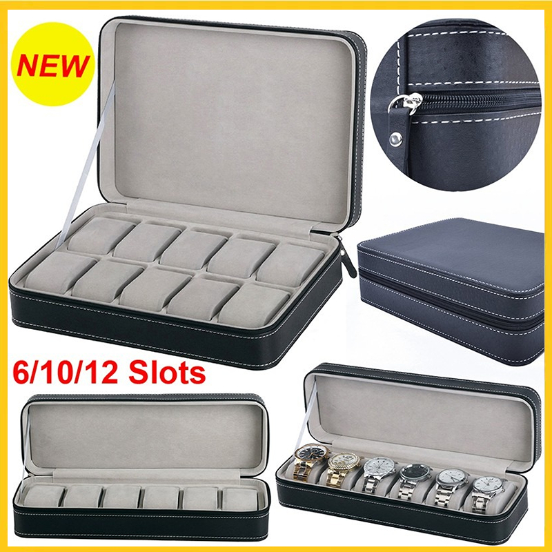 6/10/12 Slots Watch Box Portable Travel Watch Zipper Case Watches ...